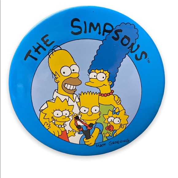 Accents | Vintage 1989 The Simpsons Jumbo Pin Back Button Homer Marge ...